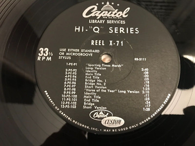 Capitol Hi-"Q" Series Production Music Library LP Reel X-71 Reel X-72 ...