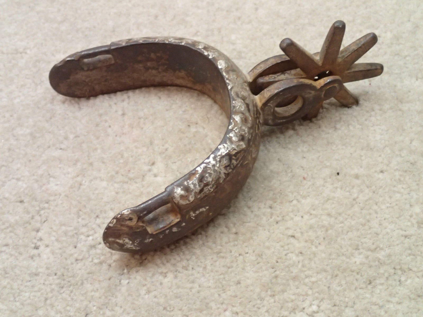 Vintage Mexican Single Heavy Iron Spur 8pt Rowel Estate Item Rough ...