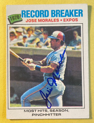 SIGNED JOSE MORALES 1976 RECORD BREAKER TOPPS BASEBALL CARD AUTOGRAPH ...