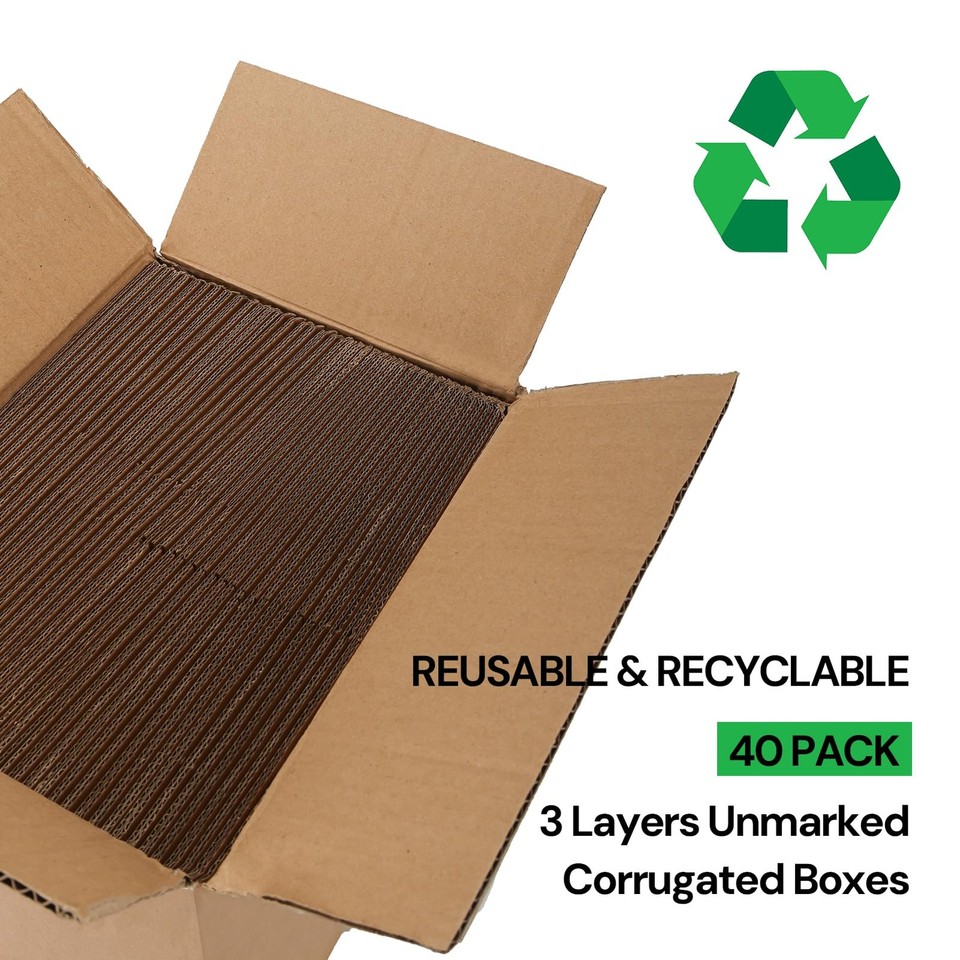 40 Pack 5x4x4 Shipping Boxes Brown, Small Corrugated Cardboard Box for ...