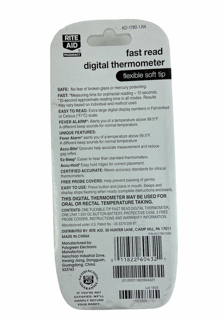 Rite Aid Fast Read Digital Thermometer Flexible Soft Tip for sale ...