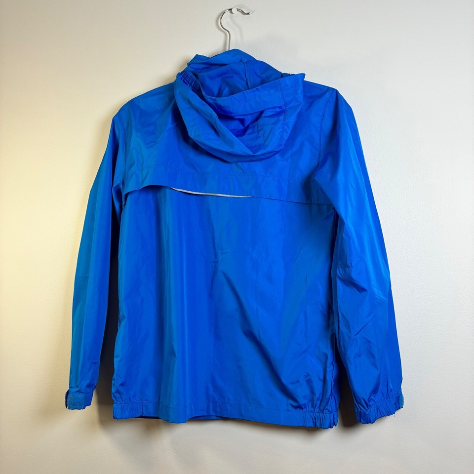Stormtech Performance Rain Jacket Lightweight Hooded Reflective Blue YL ...
