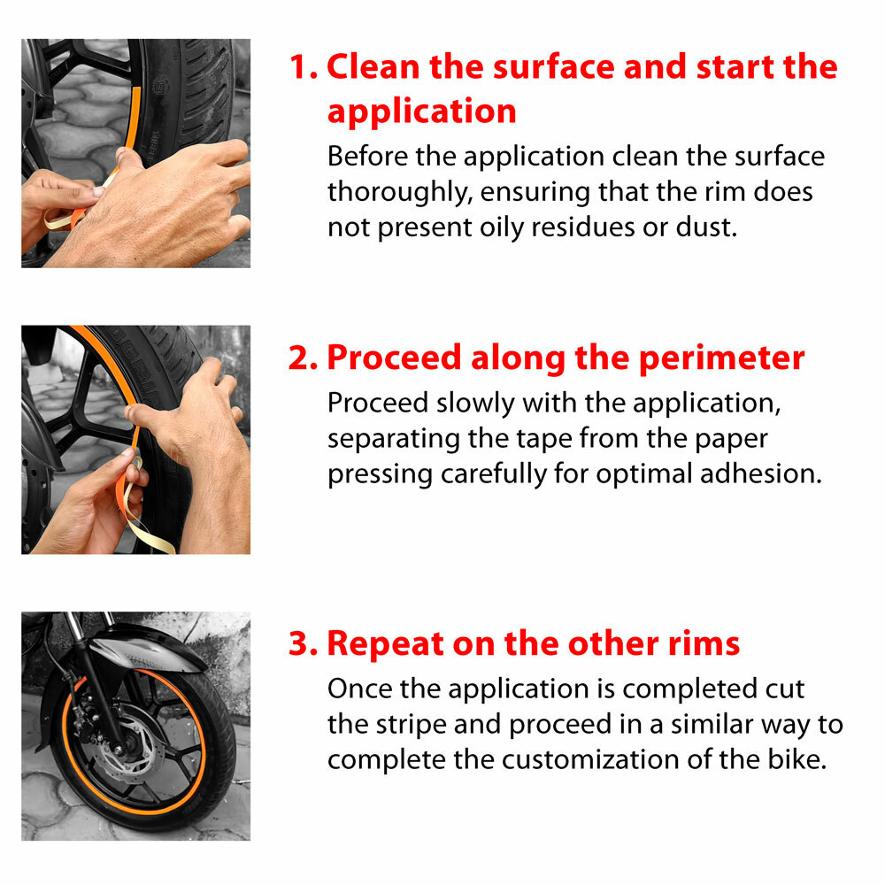 Wheel Stripes for Wheels Motorcycle Fluorescent Green 9 MM X 6 MT | eBay