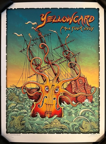 EMEK Yellowcard Fall Tour 2004 original poster 22x30 signed #/400 print ...