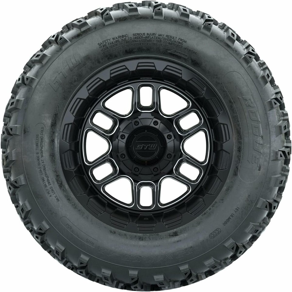GTW 12" Titan Matte Black/Machined Wheels on 23x10 Rogue All Terrain Tires (4) | eBay