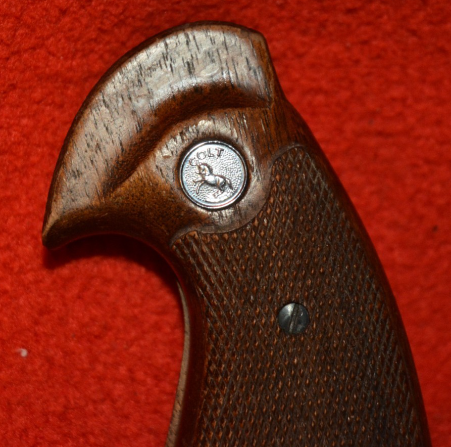 Vintage Colt Python Checkered Wood Grips with Silver Colt Medallions | eBay