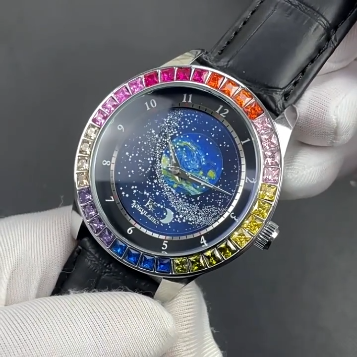 Luxury Automatic Mechanical Watch Luminous Starry Sky Dial Business ...