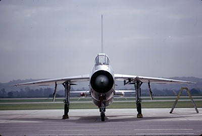 RAF, Lightning F6, XR749, at Yeovilton, in 1975, TWO aircraft slides ...