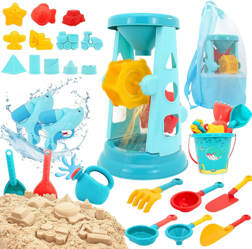 Beach Toys, 25 Pcs Sand Toys Set for Kids Including Water Gun, Sifting ...