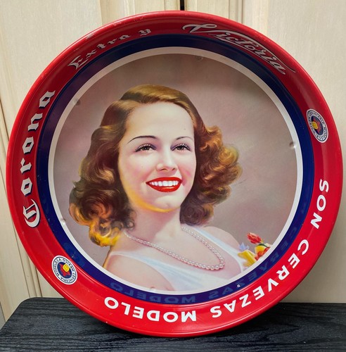 VINTAGE CORONA EXTRA Y VICTORIA SON CERVEZAS MODELO ROUND BEER TRAY | eBay