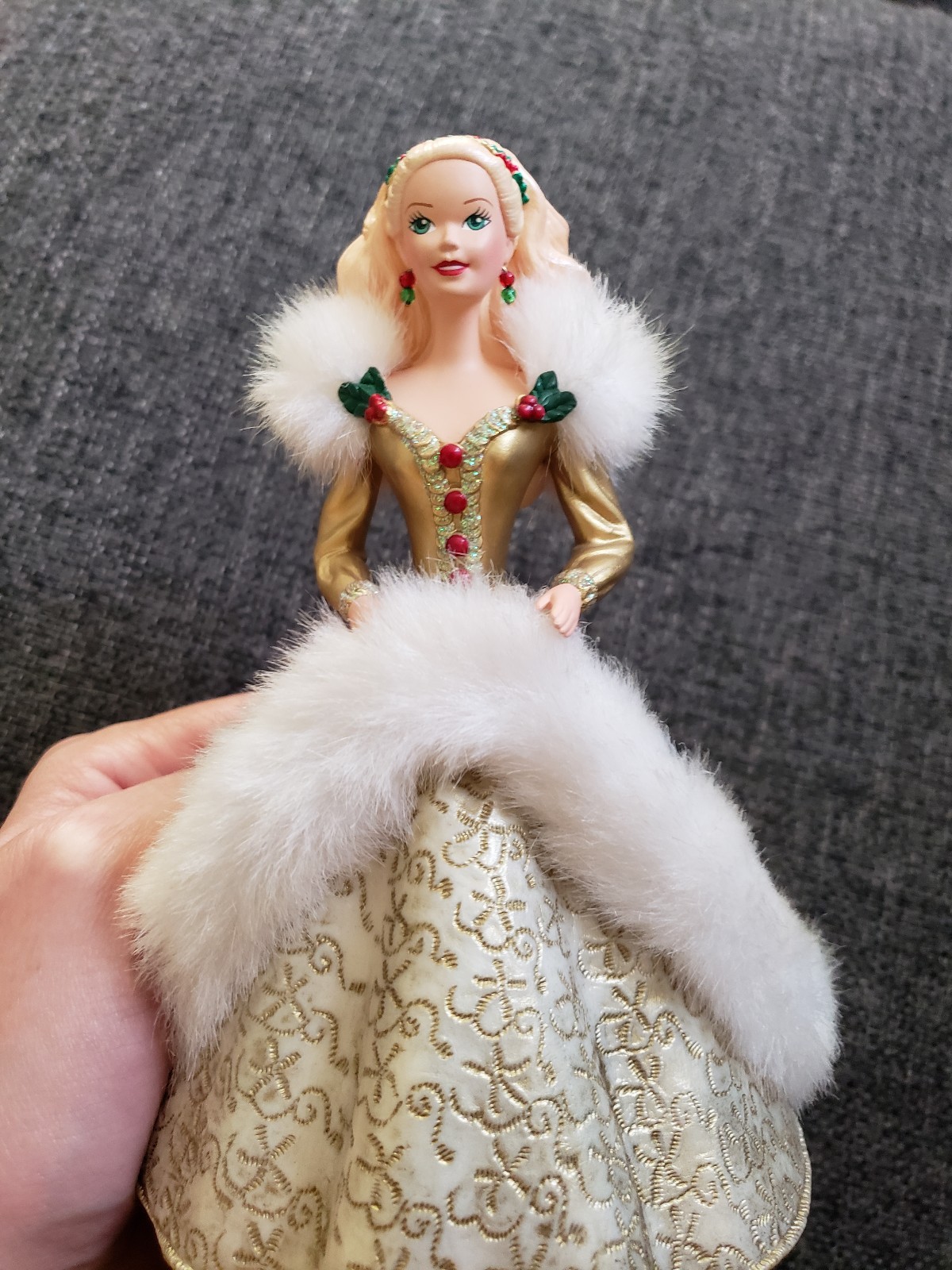 1995 Hallmark Happy Holidays Barbie Stocking Hanger Used Barbie ...