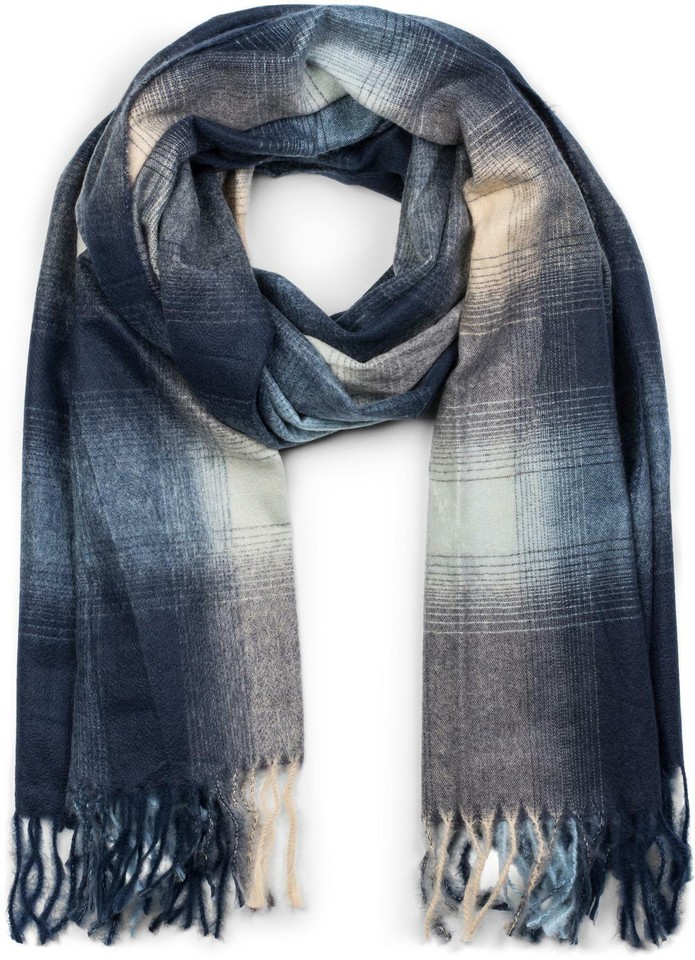 Unisex Schal Karo Muster Fransen, Winter, Stola, Feinstrick Strickschal ...