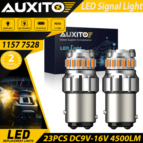 AUXITO LED 2x 1157 2357 2057 AMBER 3000K LED TURN SIGNAL LIGHT BULB For ...