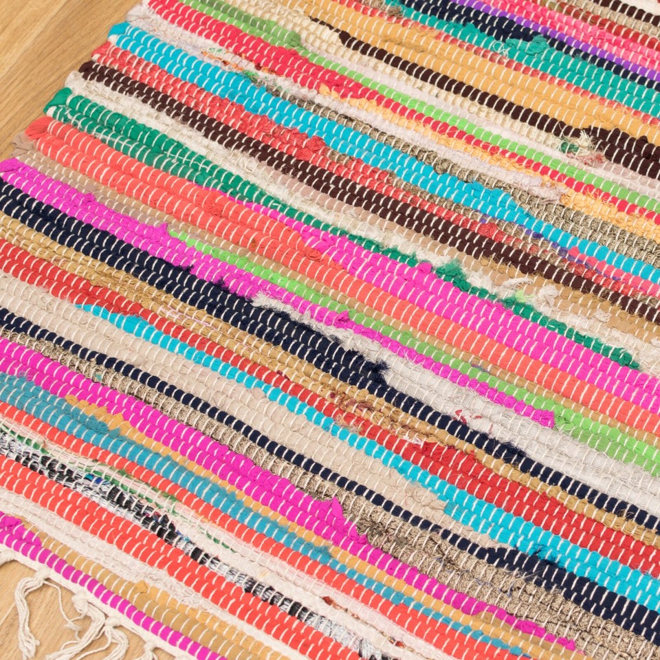 ⭐ Chindi Rag Rug Recycled Handloom Multicoloured Braided Runner Carpet ...