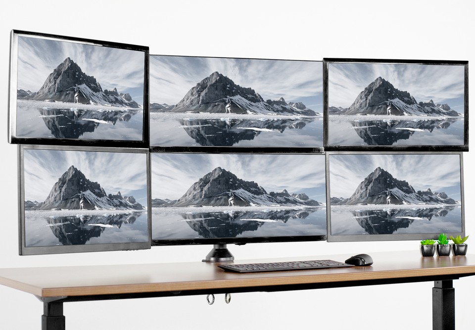 VIVO Steel Hex Monitor Desk Mount Adjustable Stand | Six (6) Screens up ...