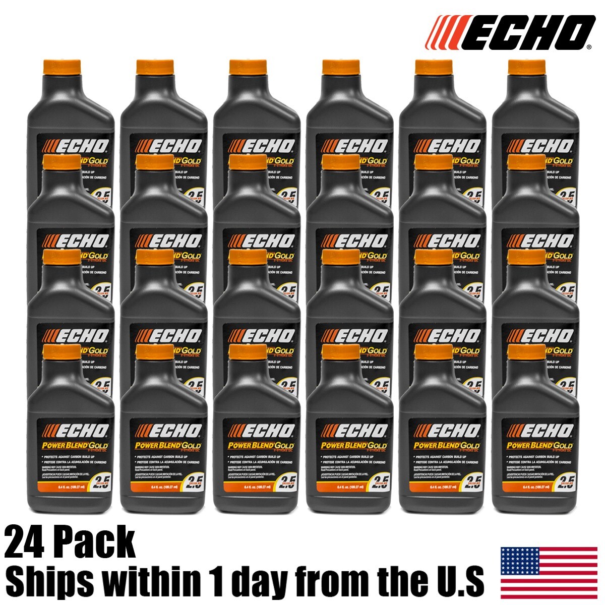 24 Pack Echo Oil 6.4 oz Bottles 2 Cycle Mix for 2.5 Gallon – Power ...