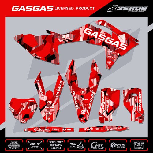 GASGAS MOTOCROSS GRAPHICS KIT MX GRAPHICS DECALS MC MCF EC LAZR RED/BLK ...