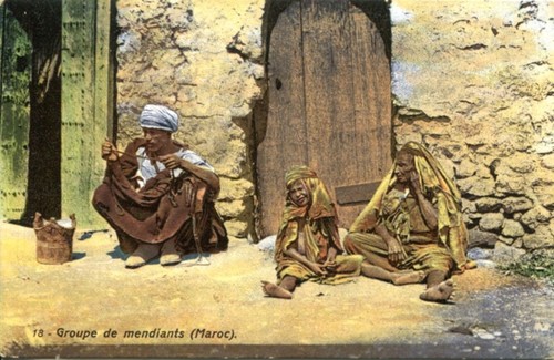 ancienne carte postale Groupe de mendiants (Maroc) groupe de ...