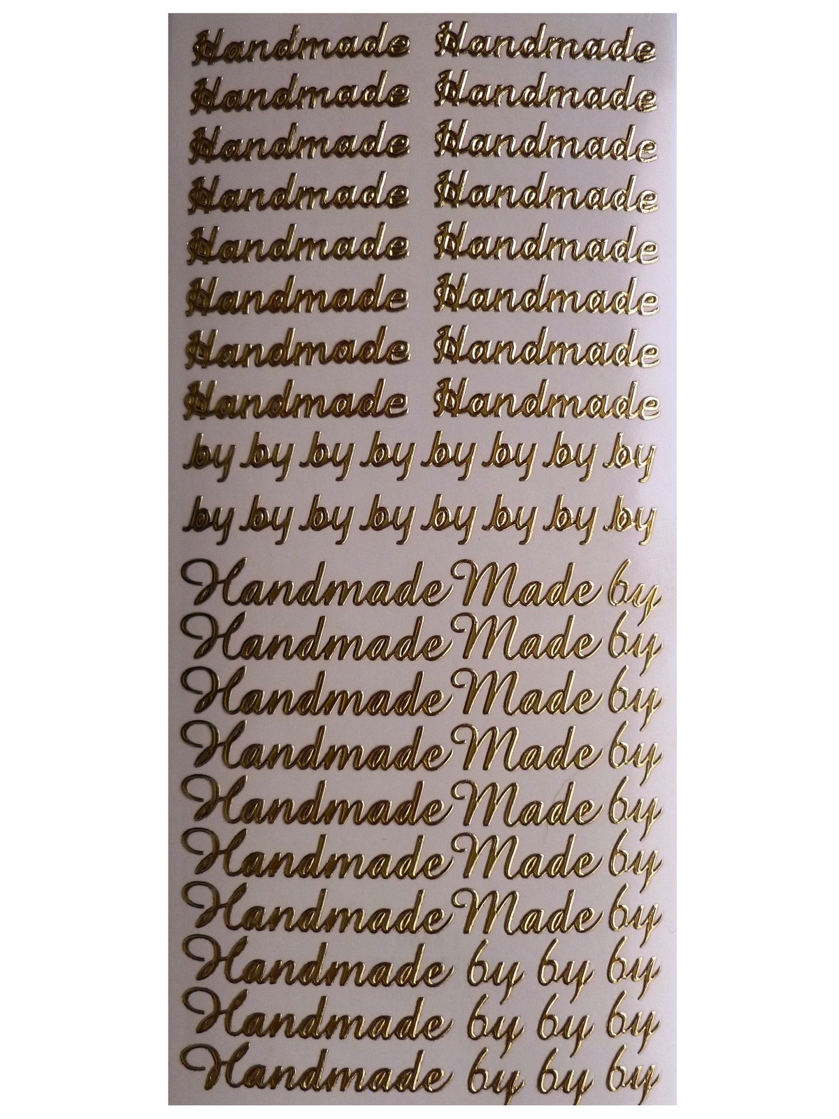 HANDMADE BY Peel Off Stickers Card Making Scrapbooking Crafts Gold or ...