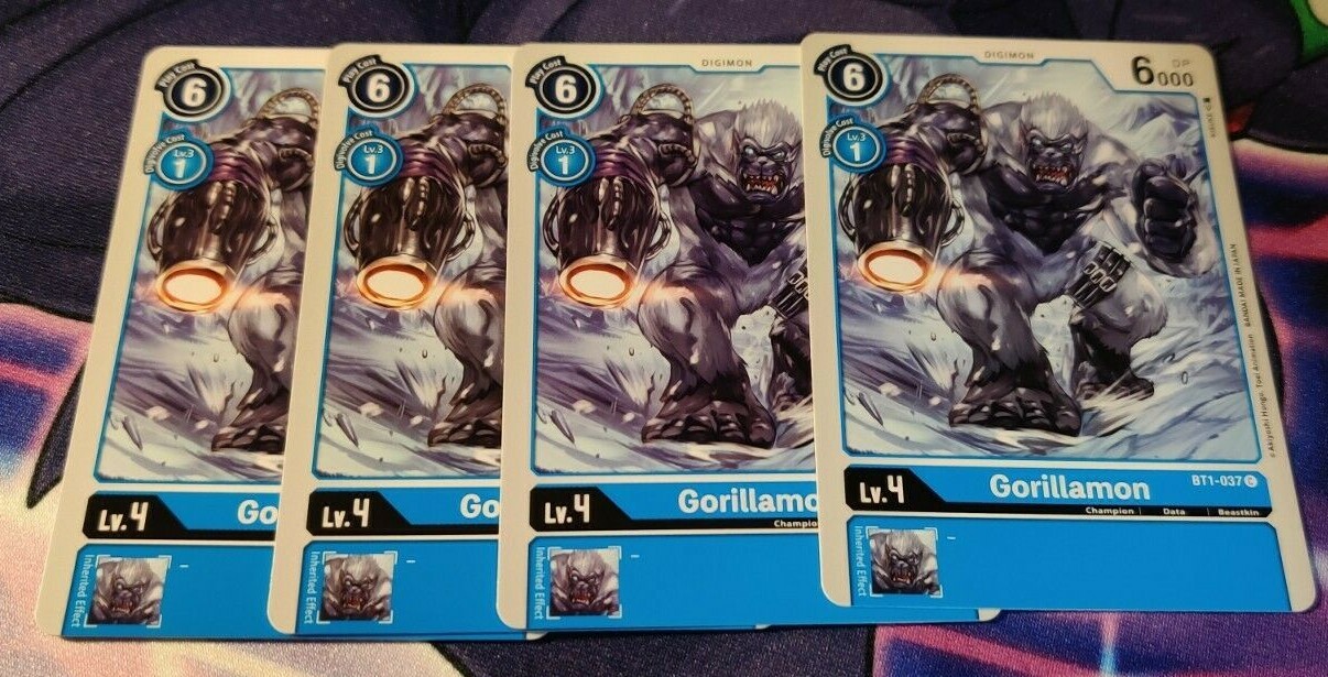 x4 Playset Digimon GORILLAMON BT1-037 Blue Common TCG | eBay
