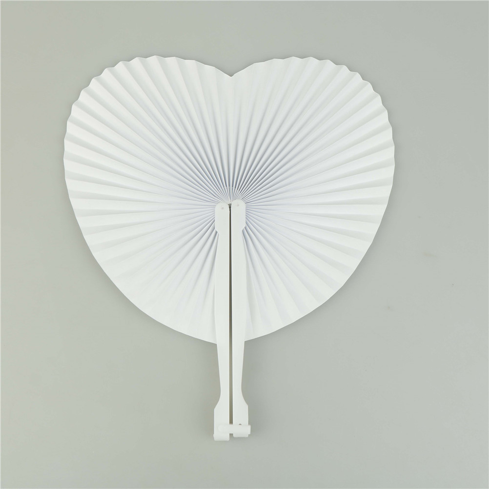 5pcs wedding white heart shaped diy painting paper fan hand held ...