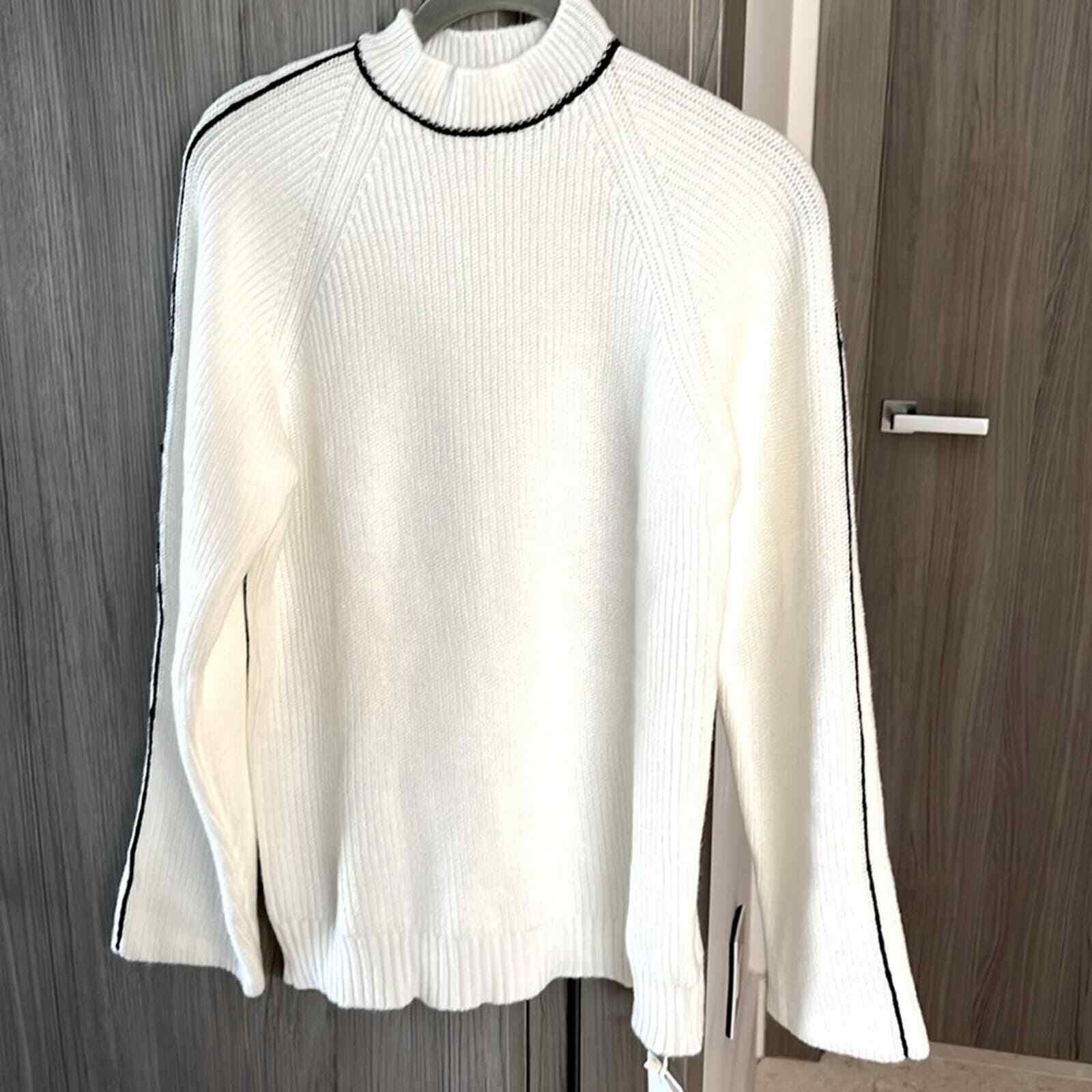 NWT REVOLVE & MINIMALIST lovers COMMENSE white sweater w black piping S ...