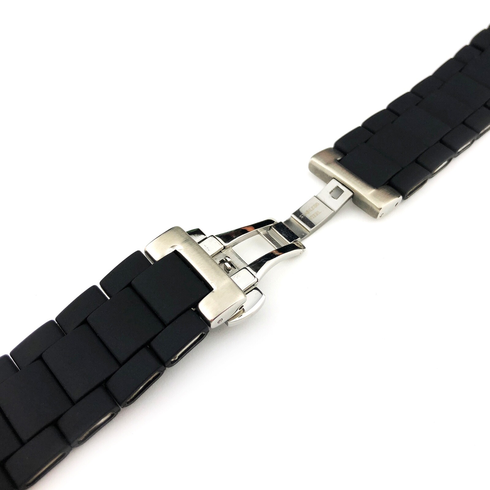 BLACK 23 20mm RUBBER/STEEL Strap Band Bracelet fit Emporio Armani ...