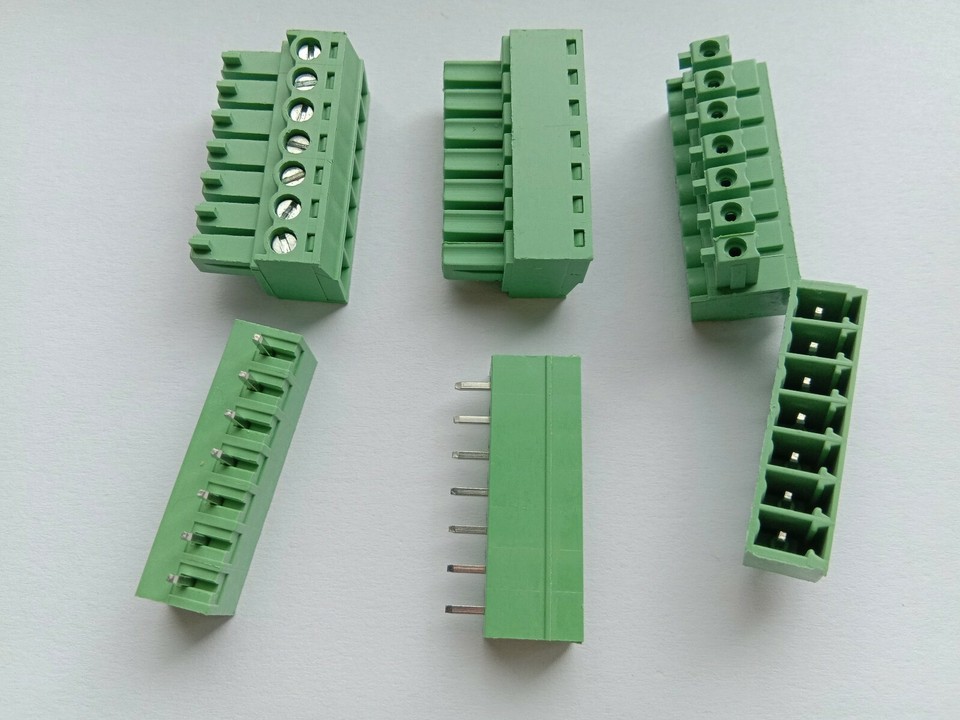12 pcs Screw Terminal Block Connector 3.81mm Straight 7 pin Green Pluggable Type | eBay