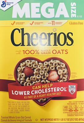 CHEERIOS MEGA SIZE Heart Healthy Gluten Free with Whole Grain Oats ...