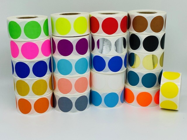 3" Round Yellow Color coded Inventory Dots Roll of 500 Labels Stickers ...