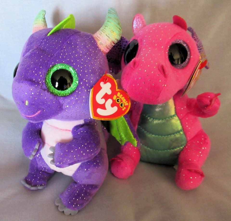 DAPHNE the Purple Dragon & SPITFIRE Dragon -Ty 6" Beanie Boos NEW with ...