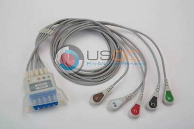 Philips 5 Lead ECG Snap Cable Shielded 3 ft. 989803152071, 989803133 | eBay