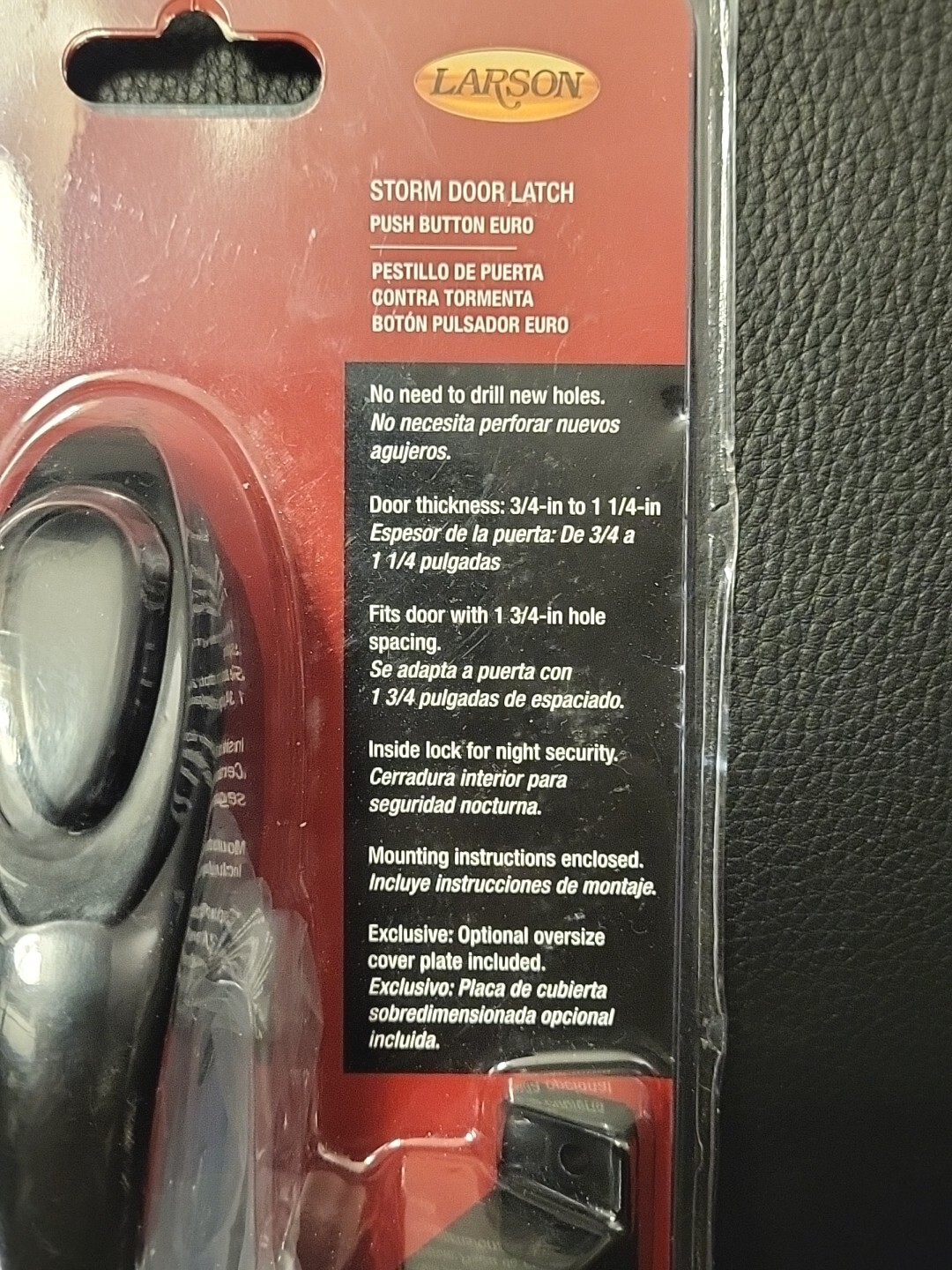 Genuine Larson CH2000501 Storm Door Latch Push Button Euro Black NEW ...