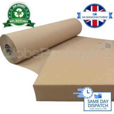 STRONG 100% RECYCLED BROWN KRAFT WRAPPING PAPER ROLLS 90gsm PACKING ...