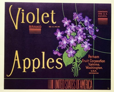 NOS Vintage 1940s Violet Brand Apples Crate Label Yakima Washington | eBay