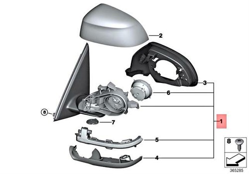 Genuine BMW X5 F15 X5 25d Outside Mirror without Glass Heated Right ...