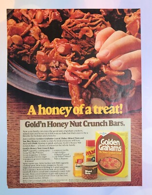 Vintage 1970s mag print ad GOLDEN GRAHAMS Nut Crunch Bars food kitchen ...