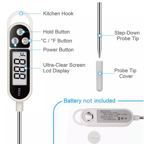 Digital Food Thermometer Temperature Probe Meat Cooking Jam Sugar BBQ ...