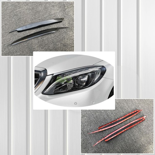 Real Carbon Fiber Eye Lid Brow Eyelids Headlight for Mercedes C Class ...