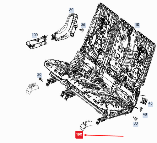 MERCEDES-BENZ GLE W167 Rear Left Inside Seat Rail Cover A1679192300 NEW ...