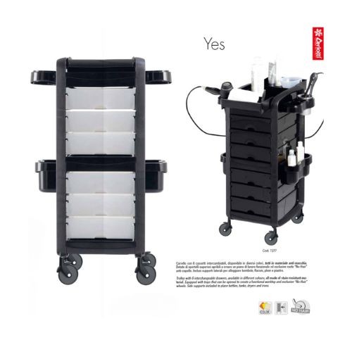 CERIOTTI YES ICE Transparent Hairdressing Trolley with 6 Pull-out ...