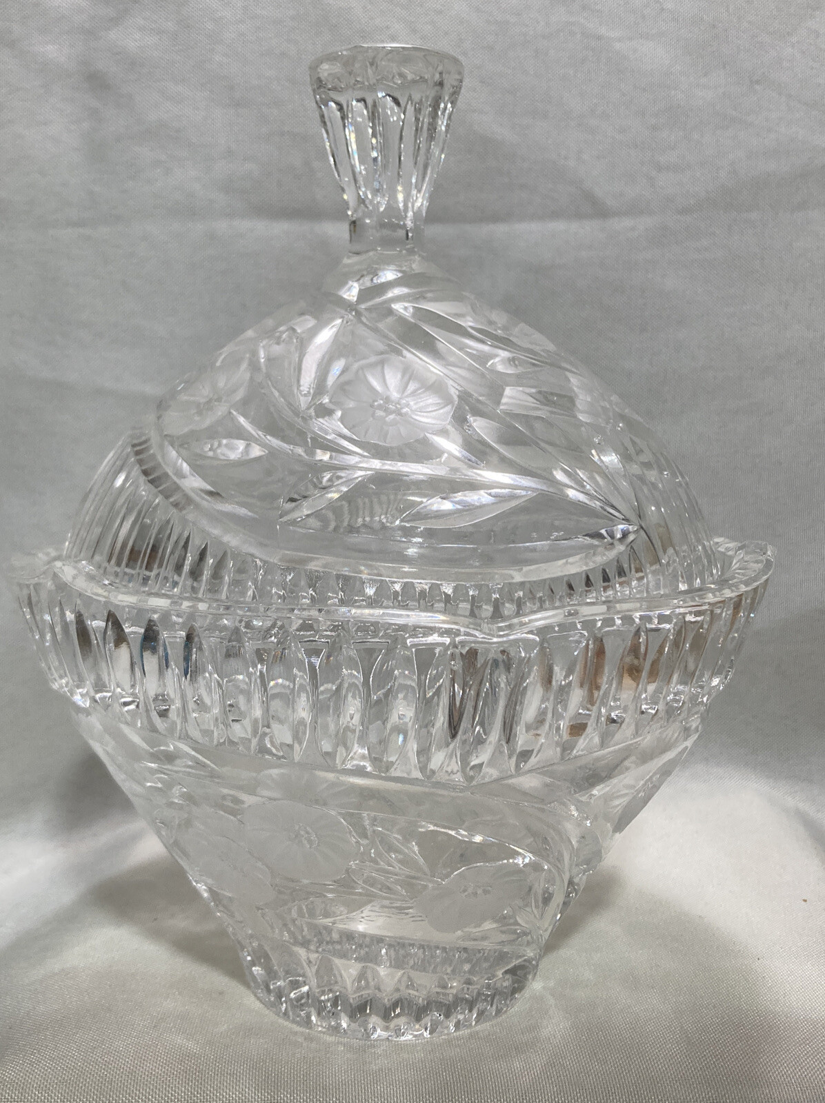 Crystal Covered Compote Bowl Candy Dish Flowers Design Solid Weight 24% ...