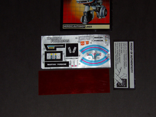 TRANSFORMERS G1 JAZZ AUTOBOT FACTORY STICKER SHEET LOT ORIGINAL | eBay