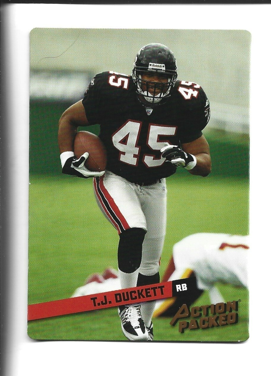 2002 Leaf R&S Action Packed Bronze #3 T.J. Duckett RC, Atlanta Falcons ...