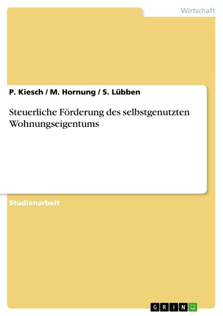 Steuerliche Förderung des Selbstgenutzten Wohnungseigentums von P ...