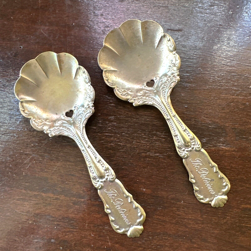 Antique Candy Advertising Spoons Embossed THE DELICIOUS 2 Metal Sample ...