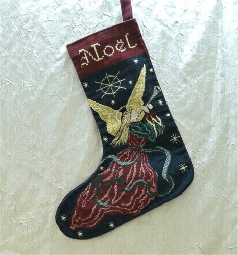 Religious Noel Christmas Holiday Stocking with Angel | eBay