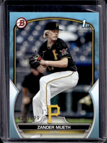 2023 Bowman Draft Zander Mueth Sky Blue Paper 1st Prospect #438/499 ...