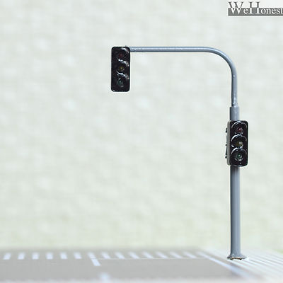 2 x traffic lights HO OO crossing walk model train led street signals # ...