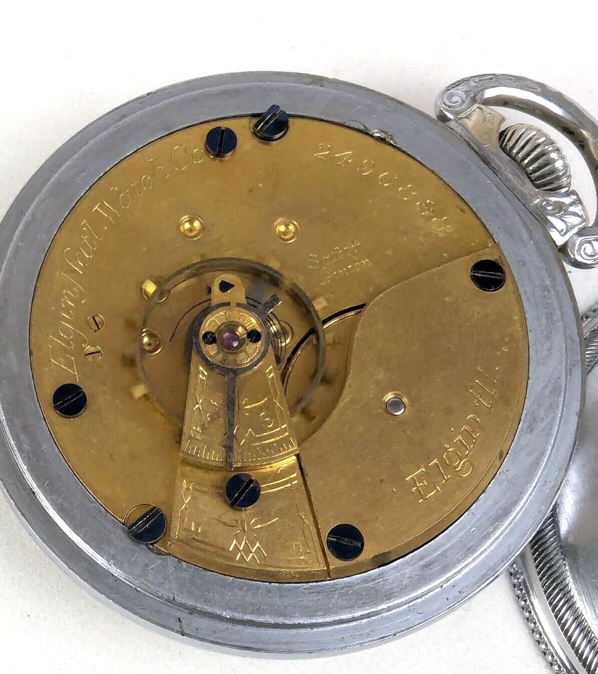1896 Elgin Pocket Watch Grade 96 18S 7 Jewels Defiance Steam Engine ...